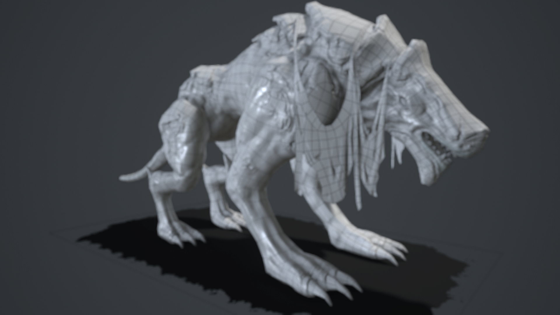 3d model of mutated monster dog animation