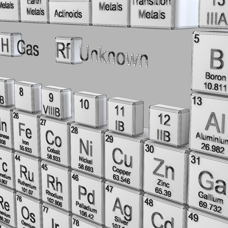 periodic table elements 3d model