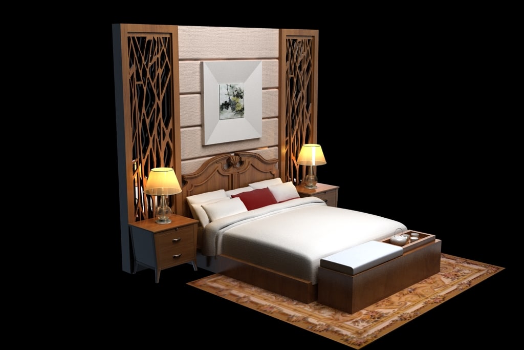 wood bed 3d model