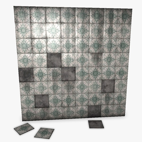 old tiles wall obj