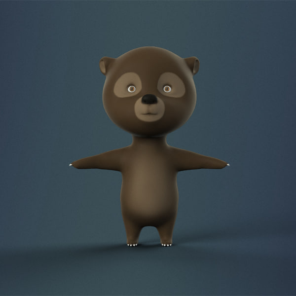 max rigged cartoon bear character