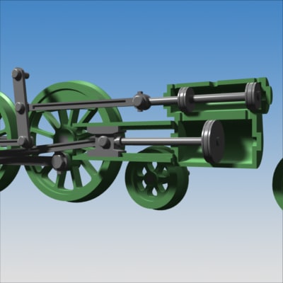 steam engine animation 3d model
