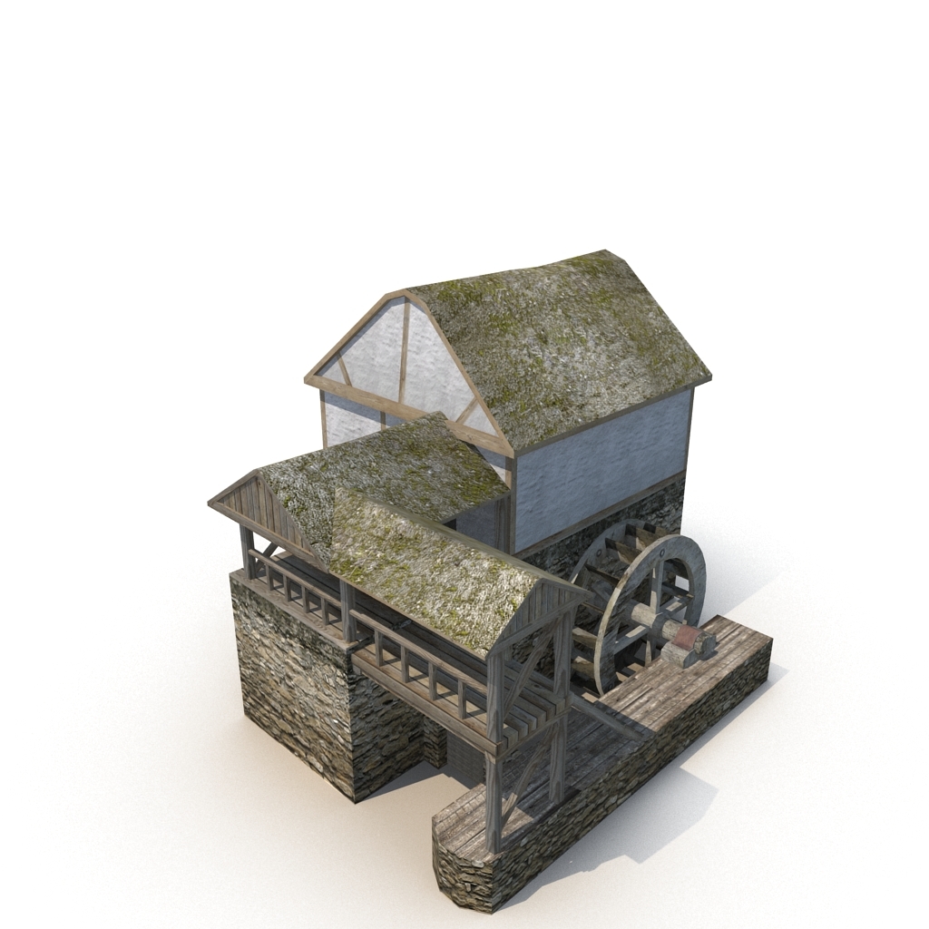 3d model of medieval watermill
