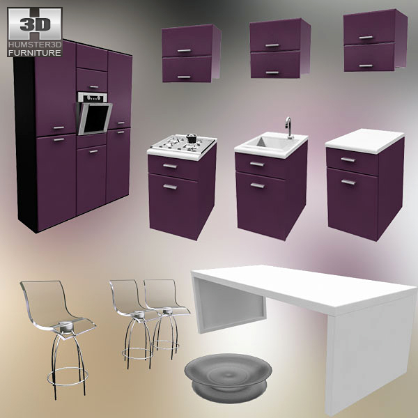 3d model kitchen set i3
