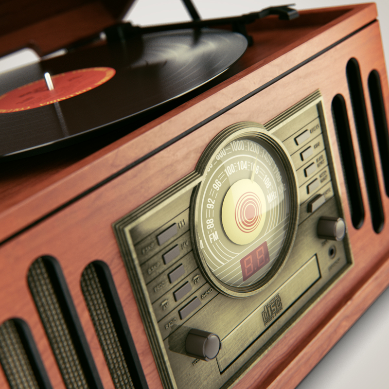3d vintage record player model