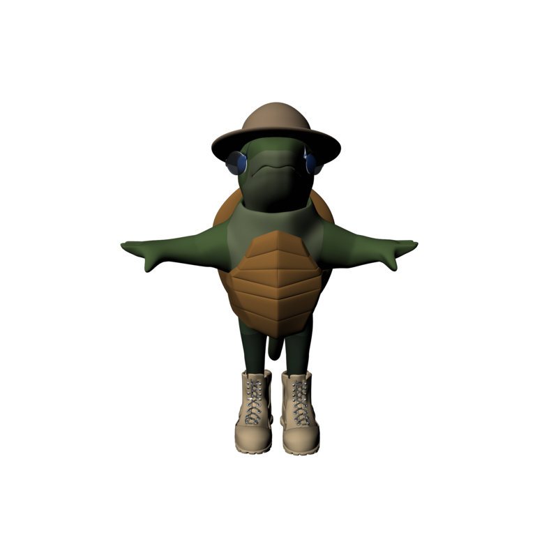 cartoon turtle explorer obj