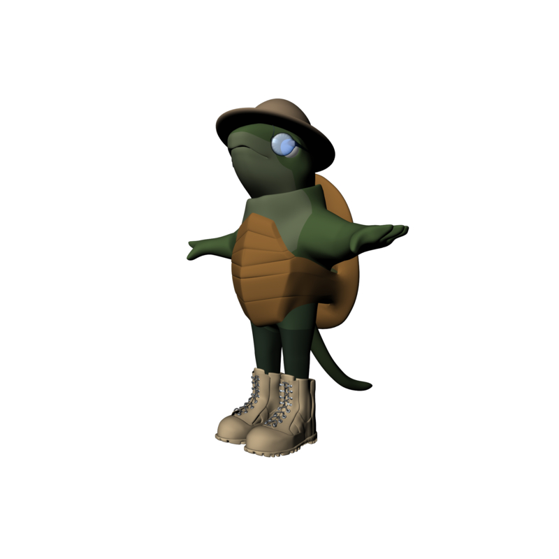 cartoon turtle explorer obj