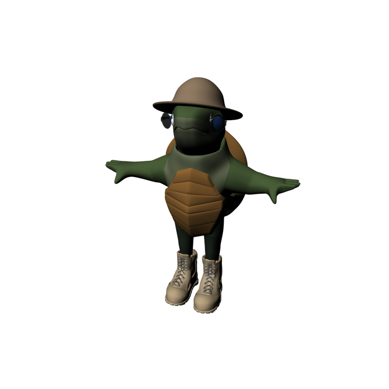 cartoon turtle explorer obj
