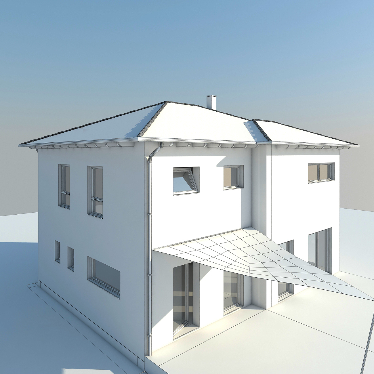 3d house roof model