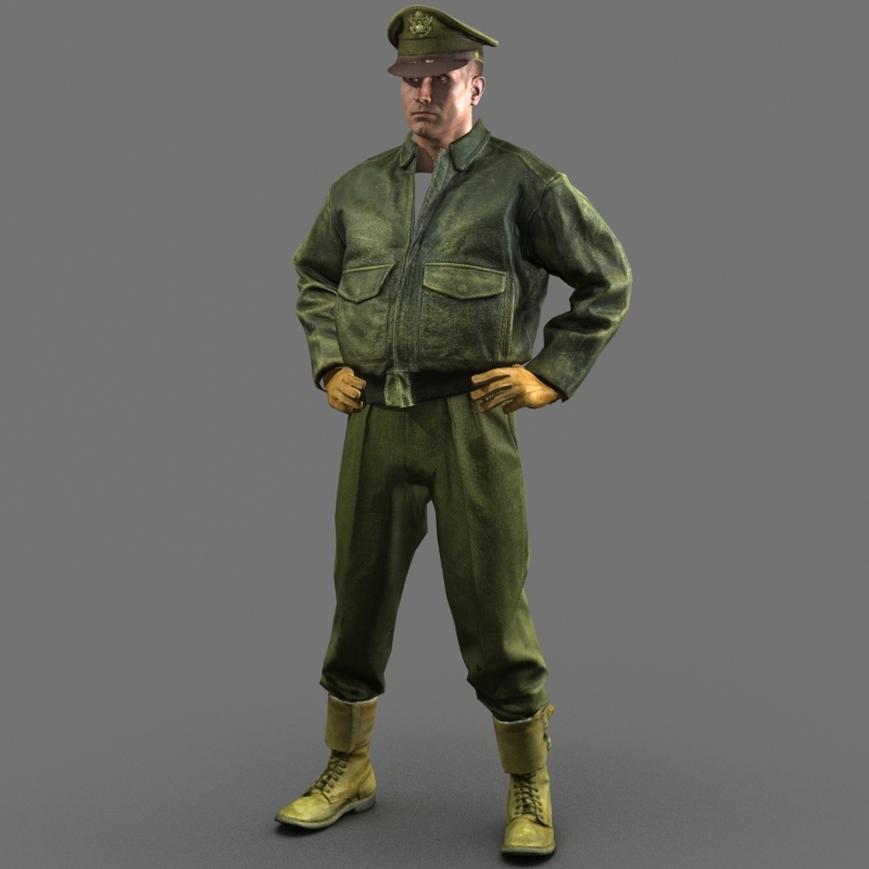 3d model ww2 pilot