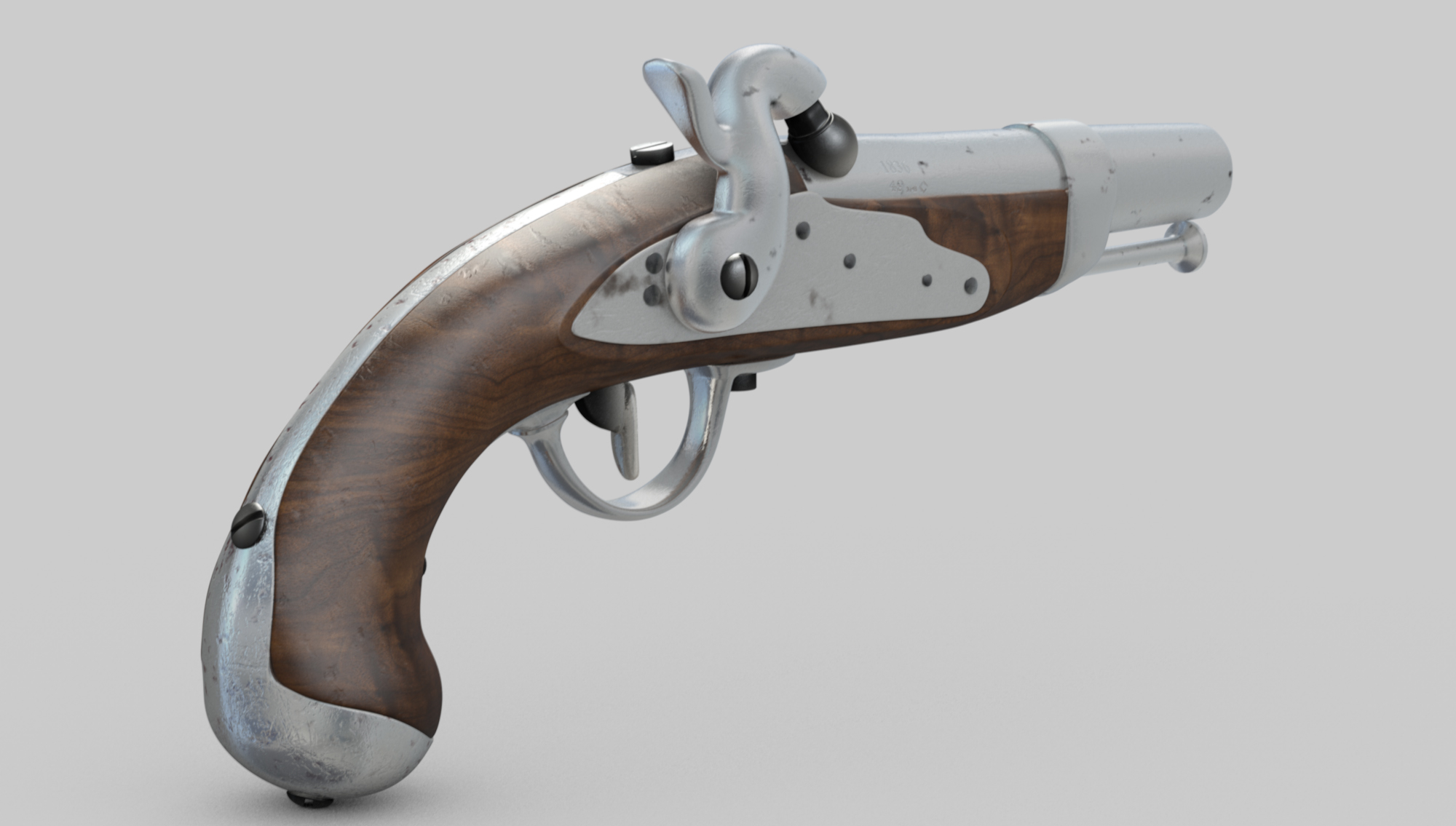 realistic percussion cap pistol gun 3d obj
