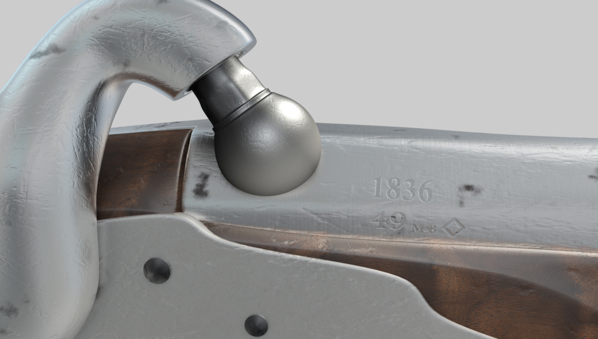 realistic percussion cap pistol gun 3d obj