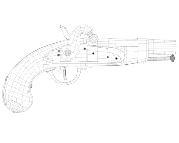 realistic percussion cap pistol gun 3d obj