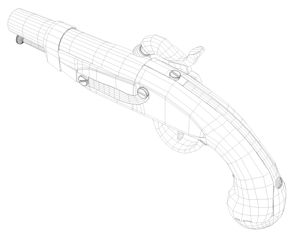 realistic percussion cap pistol gun 3d obj