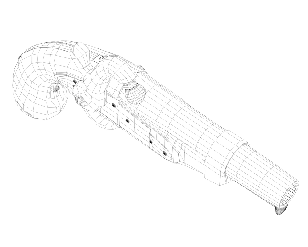 realistic percussion cap pistol gun 3d obj