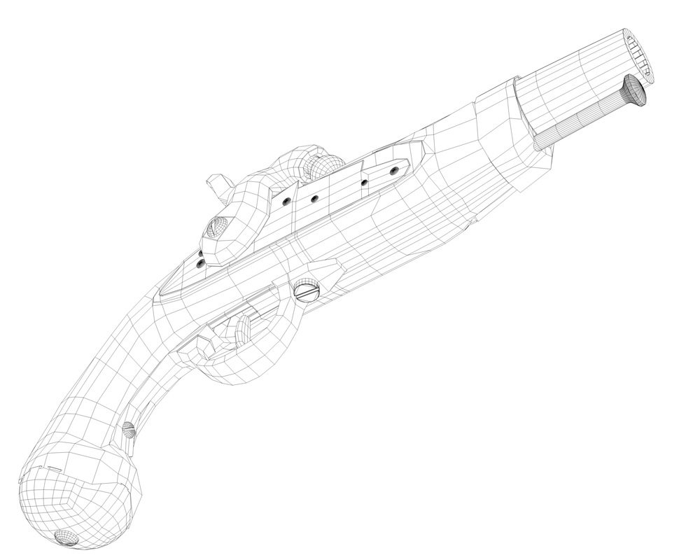 realistic percussion cap pistol gun 3d obj