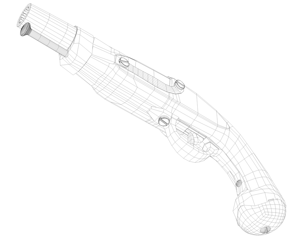 realistic percussion cap pistol gun 3d obj