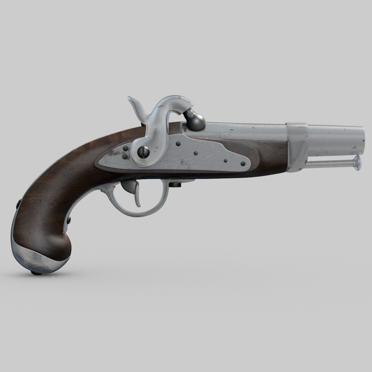 realistic percussion cap pistol gun 3d obj