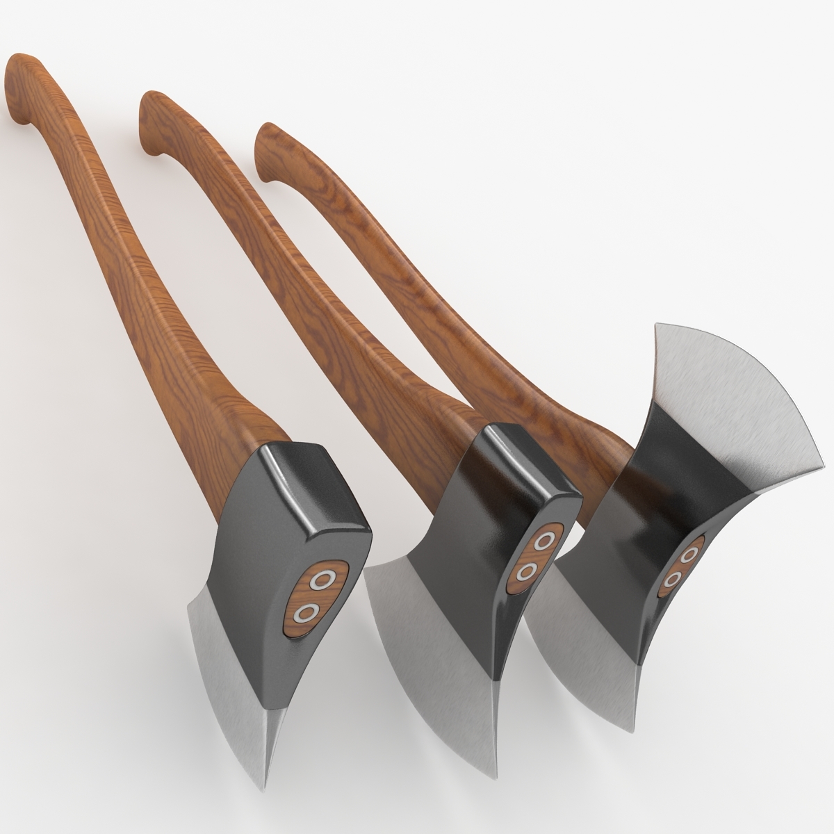 3d model realistic axe set