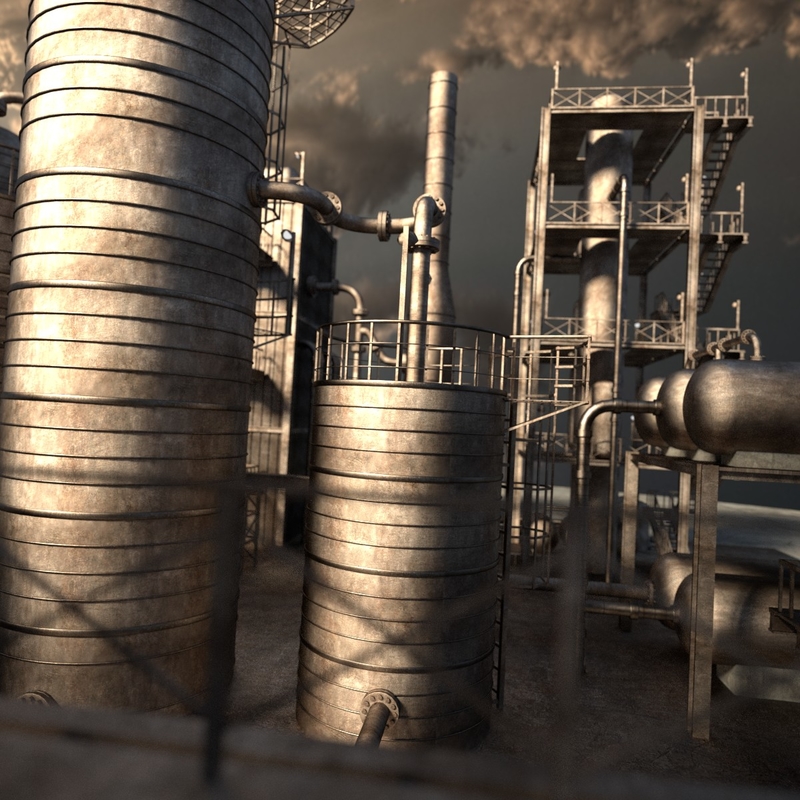 3d 3ds rusty oil refinery