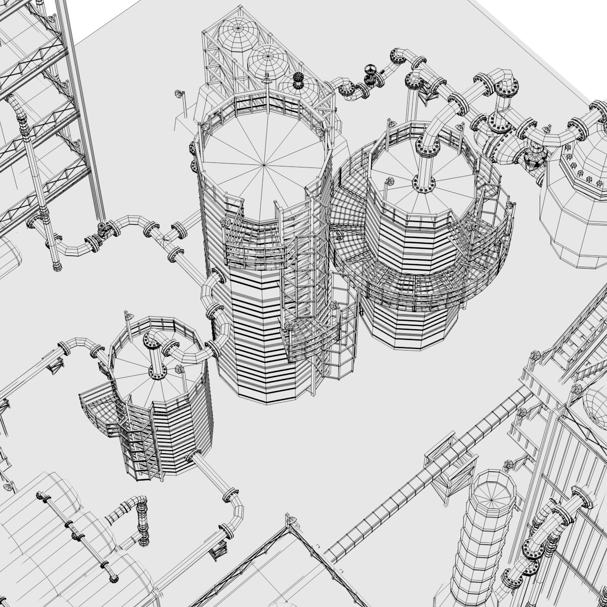 oil refinery 3d model