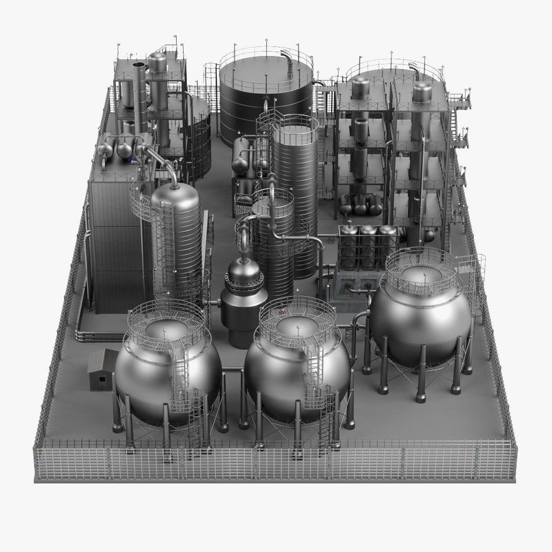 3d model large oil refinery