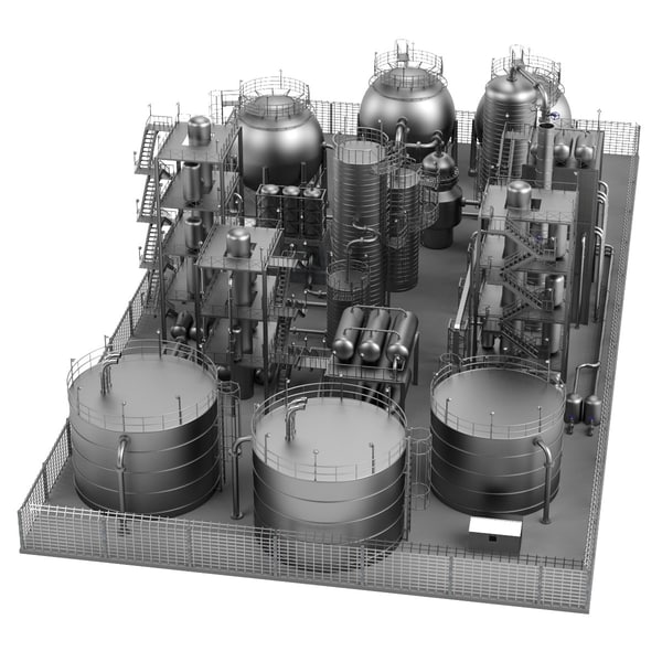 3d model large oil refinery