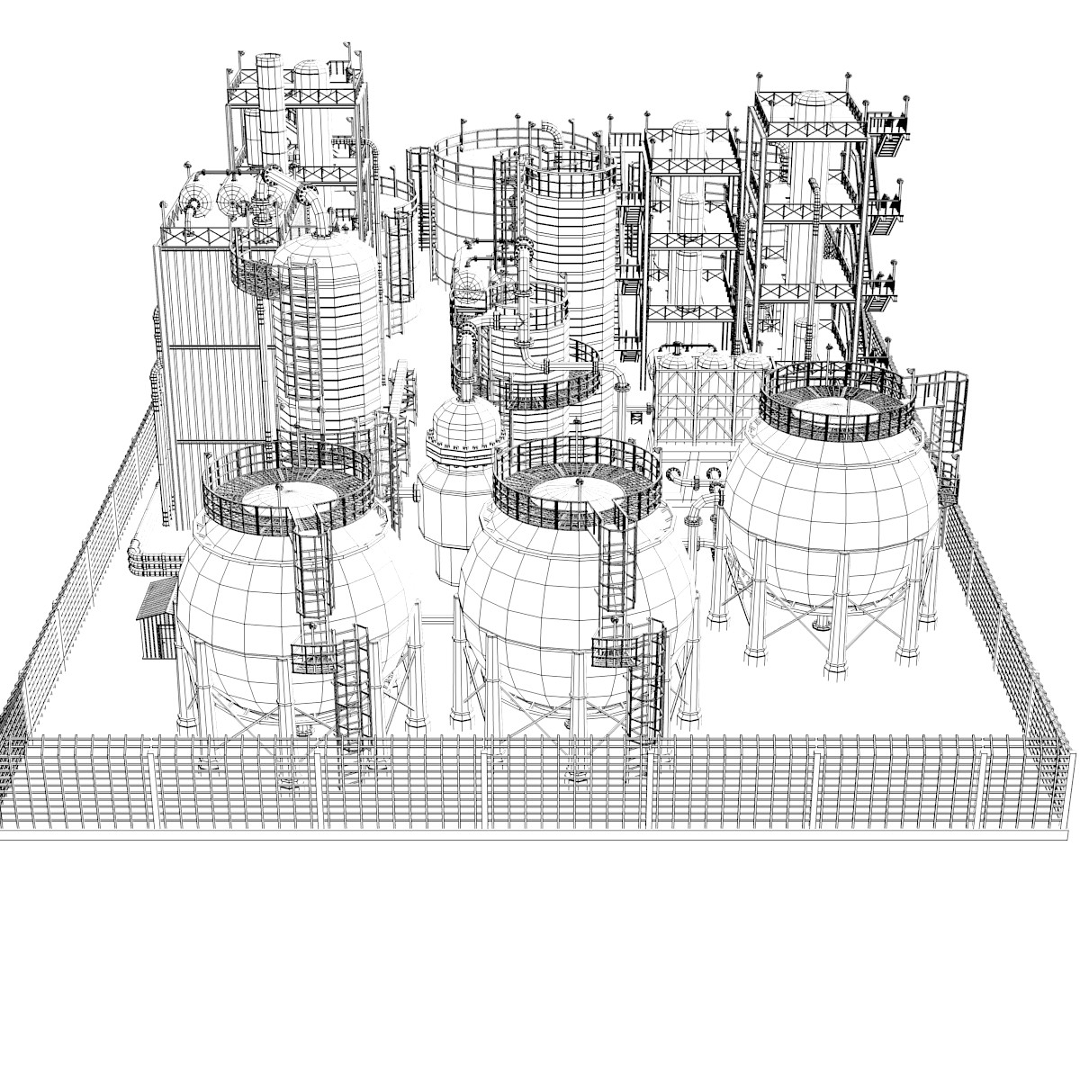 3d model large oil refinery