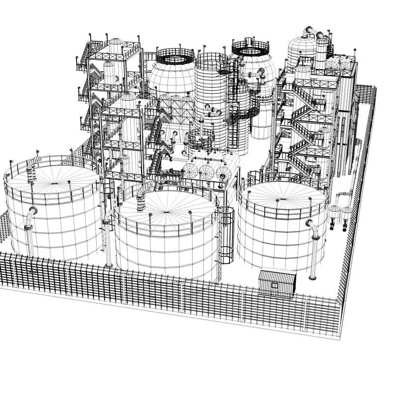 3d model large oil refinery