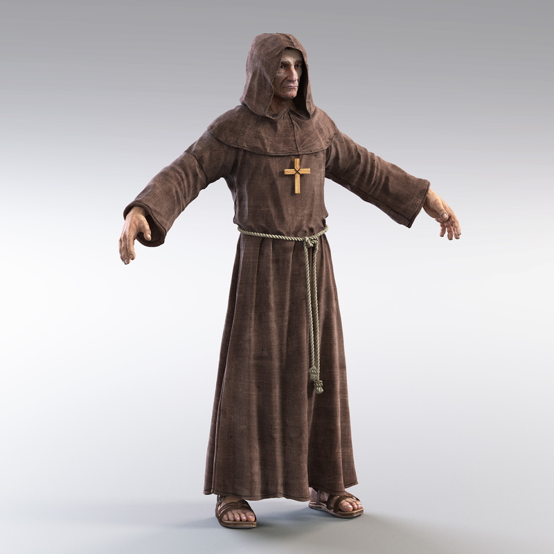 3d model medieval monk