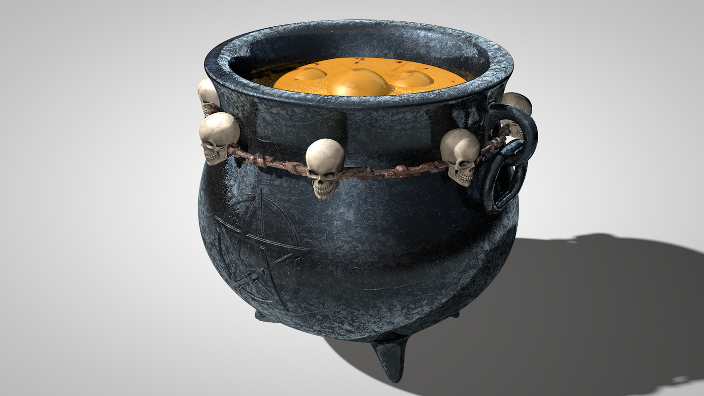 3d model witch caldron