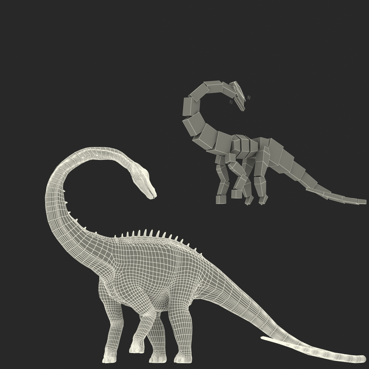 3d model diplodocus rigged