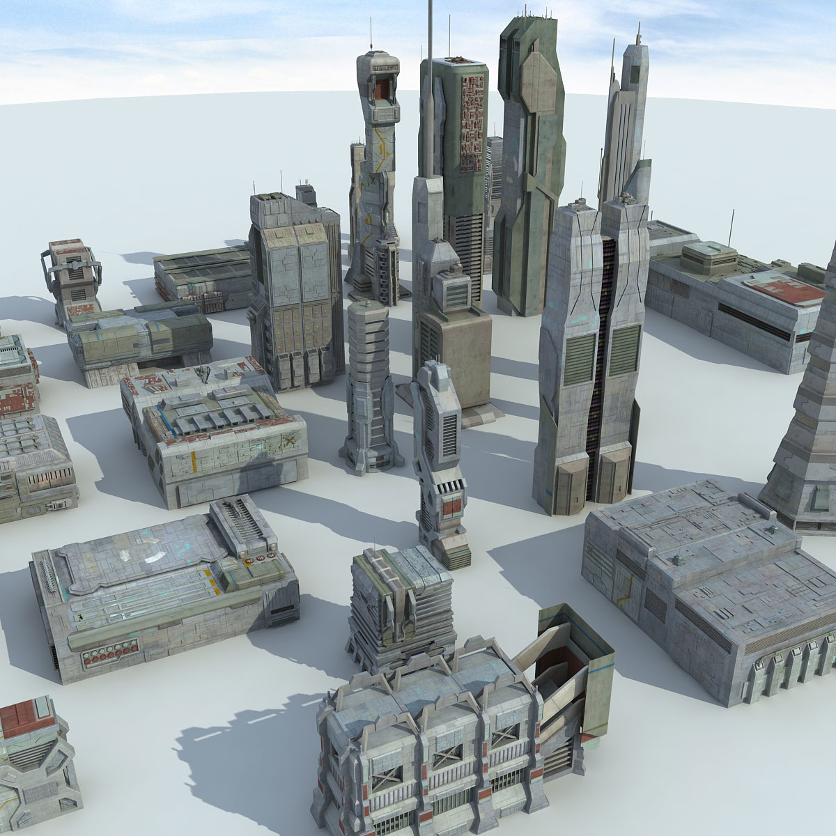 3d sci fi futuristic city model
