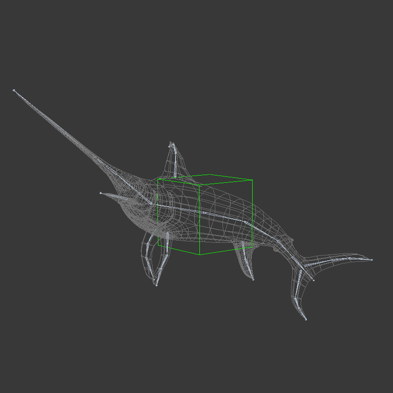 3d max swordfish sea turtle