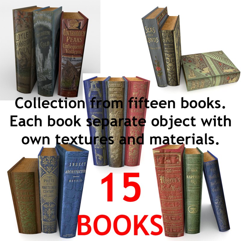 realistic books modeled 3d model