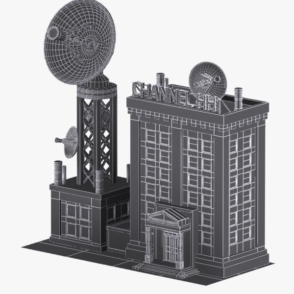 3d cartoon television station model