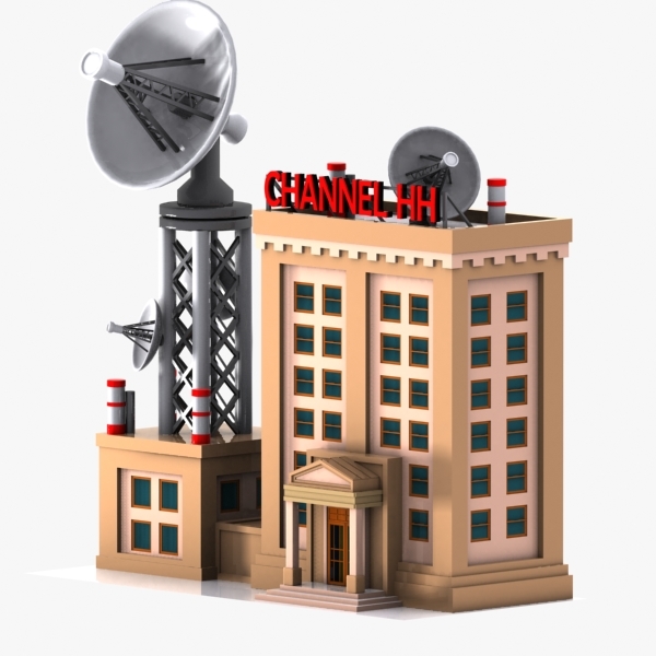 3d cartoon television station model