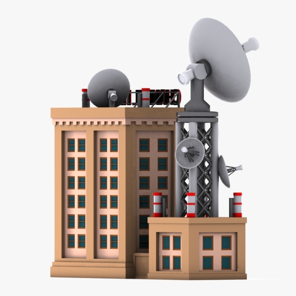 3d cartoon television station model