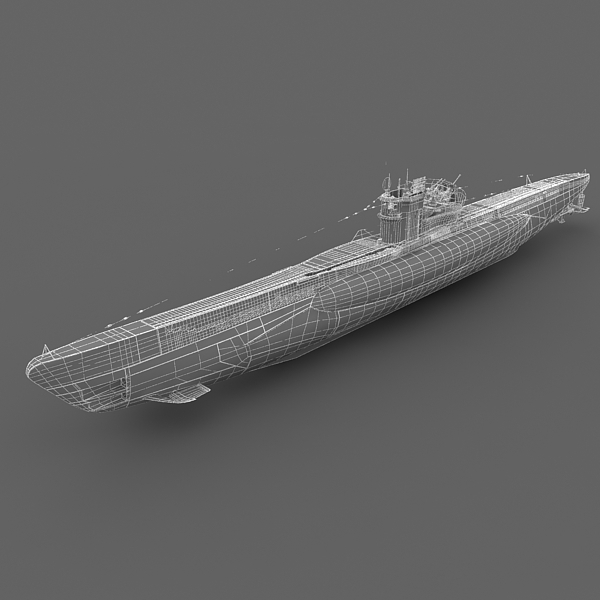 3d german type vii u-boat model