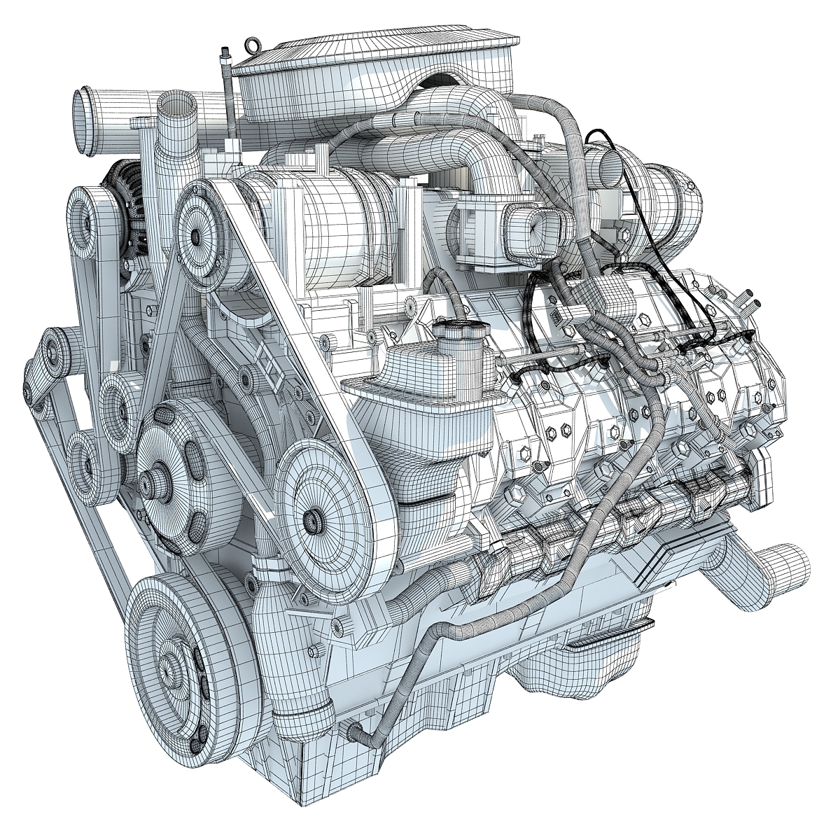 car engine modeled 3d model