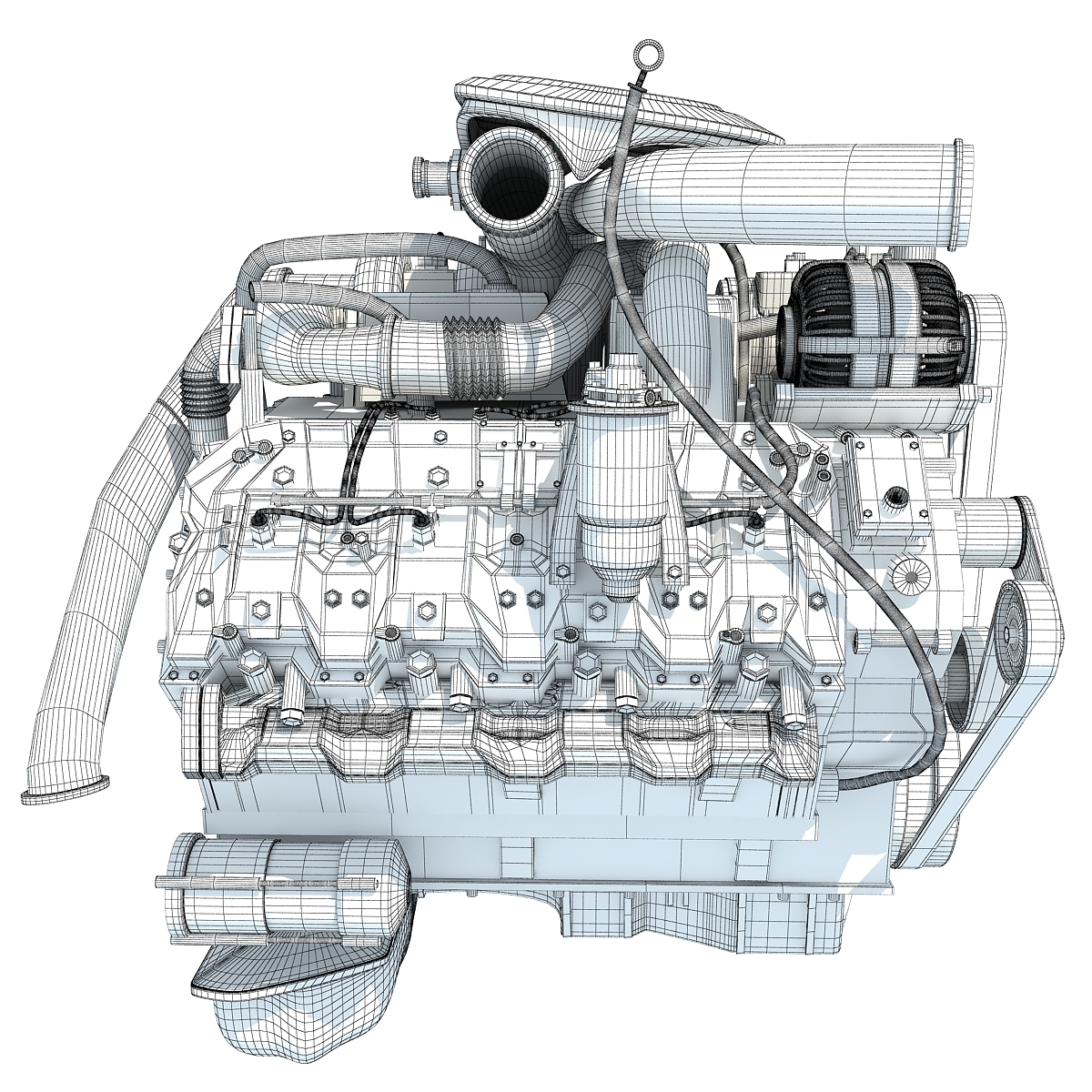 car engine modeled 3d model
