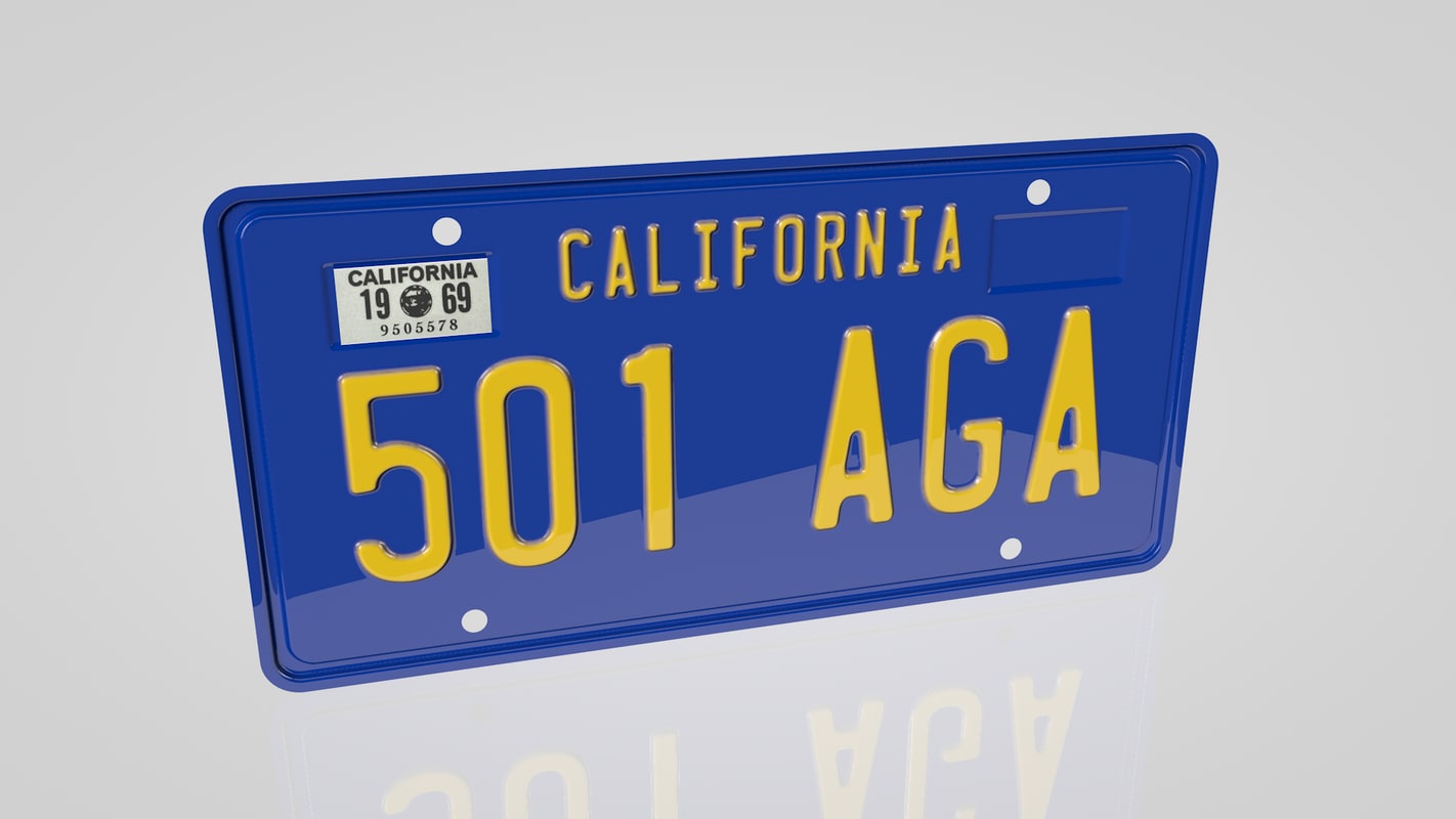 69 california license plate 3d c4d