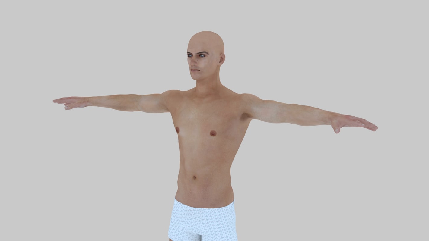 realistic male body character 3d model