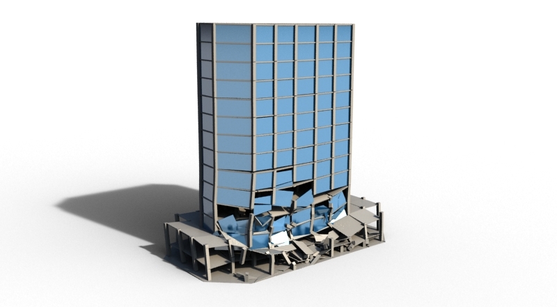 3d model collapse building animation