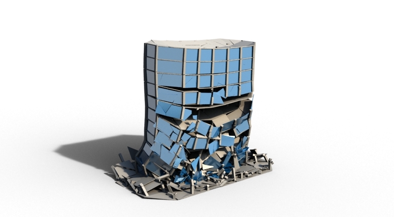 3d model collapse building animation