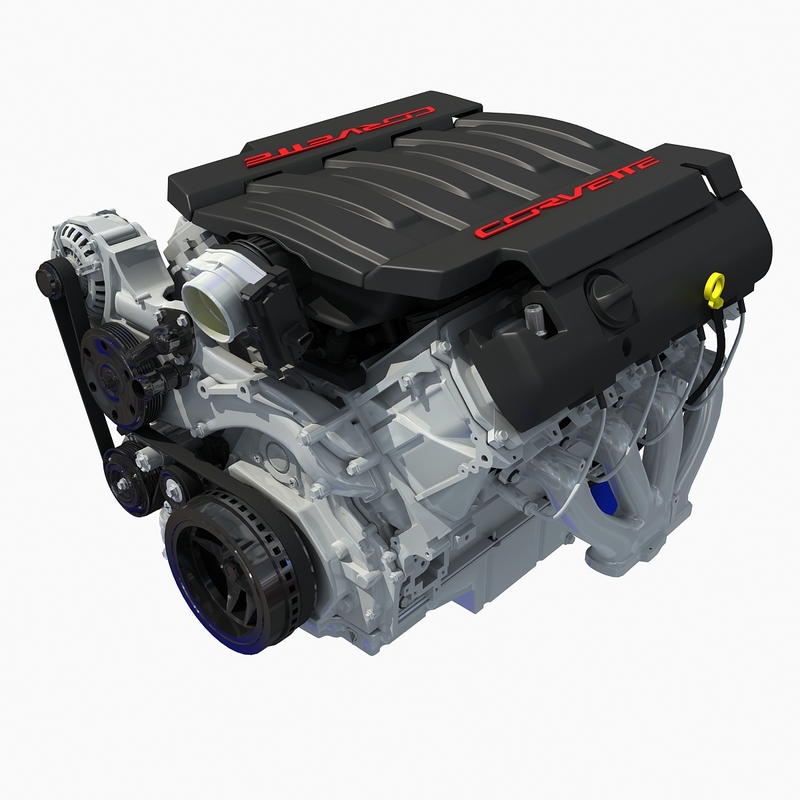 chevrolet corvette 2014 v8 engine 3d model