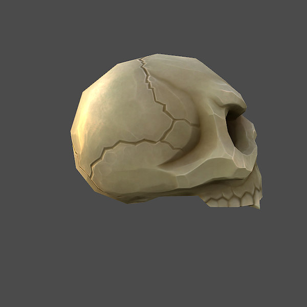 3d model low-poly cartoon skull