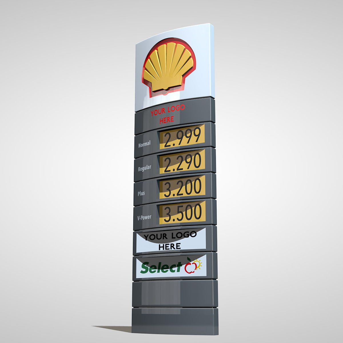3d shell gas station totem