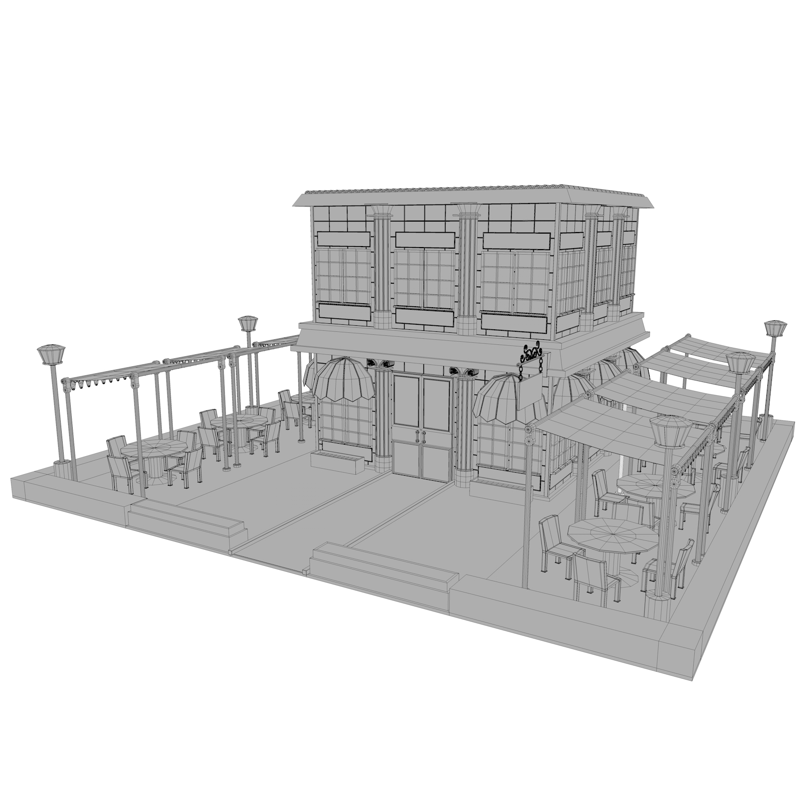 3d c4d restaurant exterior