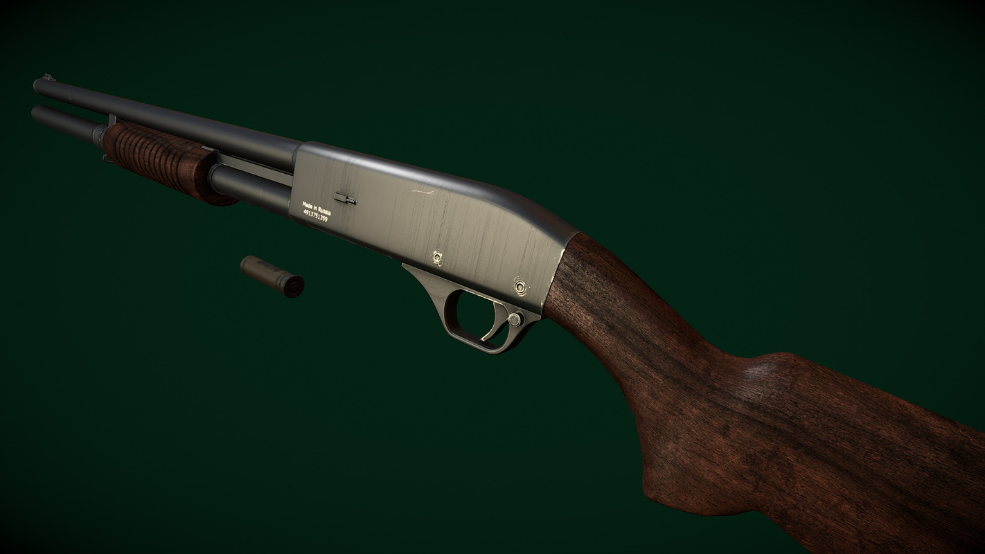 3d model shotgun baikal mp-133